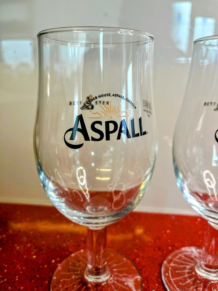 2x Aspall Suffolk Cider Pint Glass Goblet Pedestal M22 Brand New Free ...