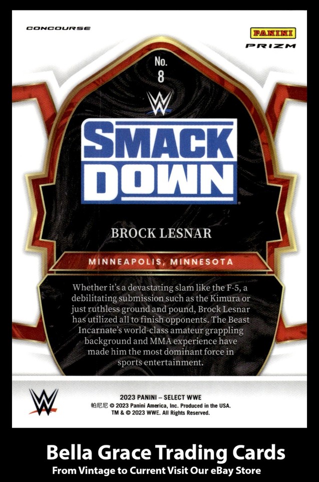 2023 Panini Select WWE Brock Lesnar #8 Smack Down Red & Blue Wrestling ...