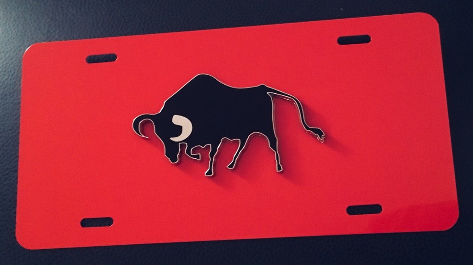 3D Custom Black Bull License Plate / Bull On Red License Plate/ Free ...