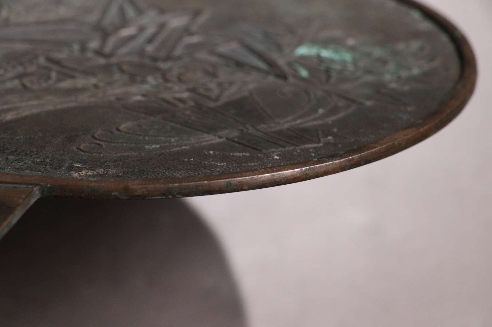 Old Japanese Copper Hand Mirror Flowers Pattern Lacquer Case Samurai ...