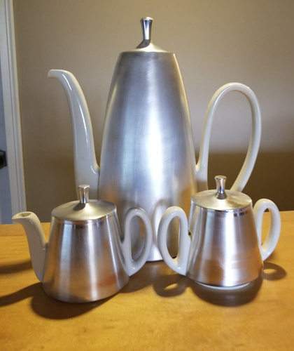 WMF Ikora Silver Tone Ceramic Insulated VTG 1960's Coffee Service Set W ...