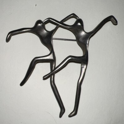Abstract Stick Figure Dancers Bodies Modernist Brooch Pin Brushed ...