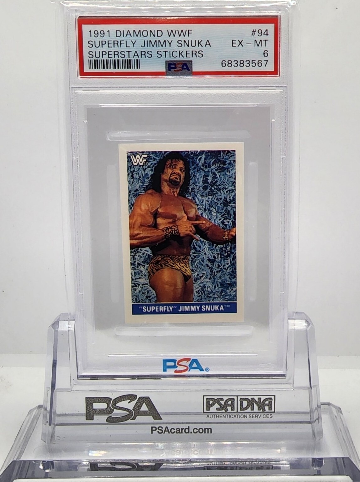 1991 Diamond WWF Superstars Stickers 94 Superfly Jimmy Snuka PSA 6 EX ...