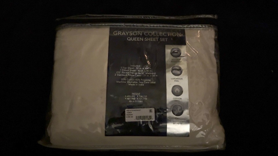 Grayson Collection 950 Thread Count Cotton Queen 4 PC Sheet Set Ivory ...