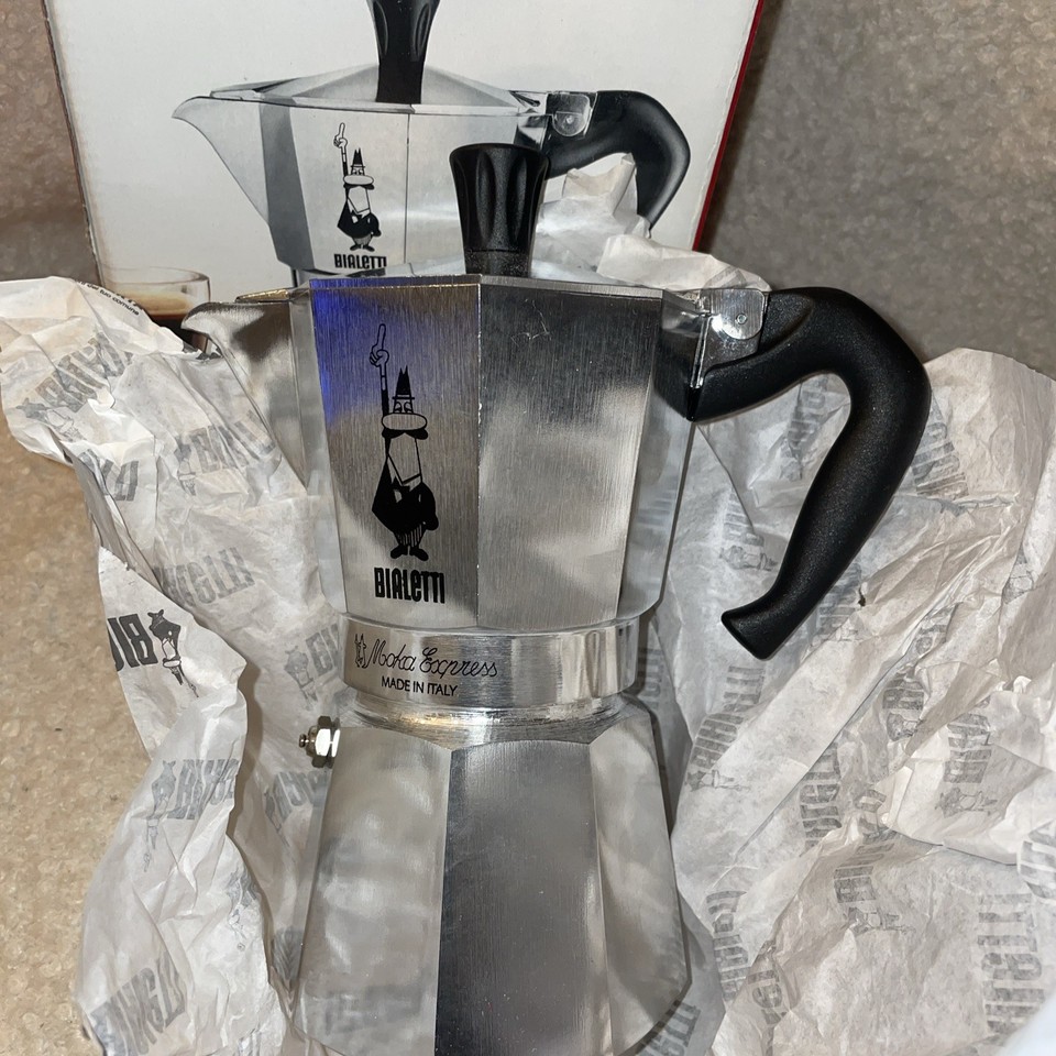 Bialetti Moka Express Hob Espresso Coffee Maker 6-Cup Stainless Steel ...