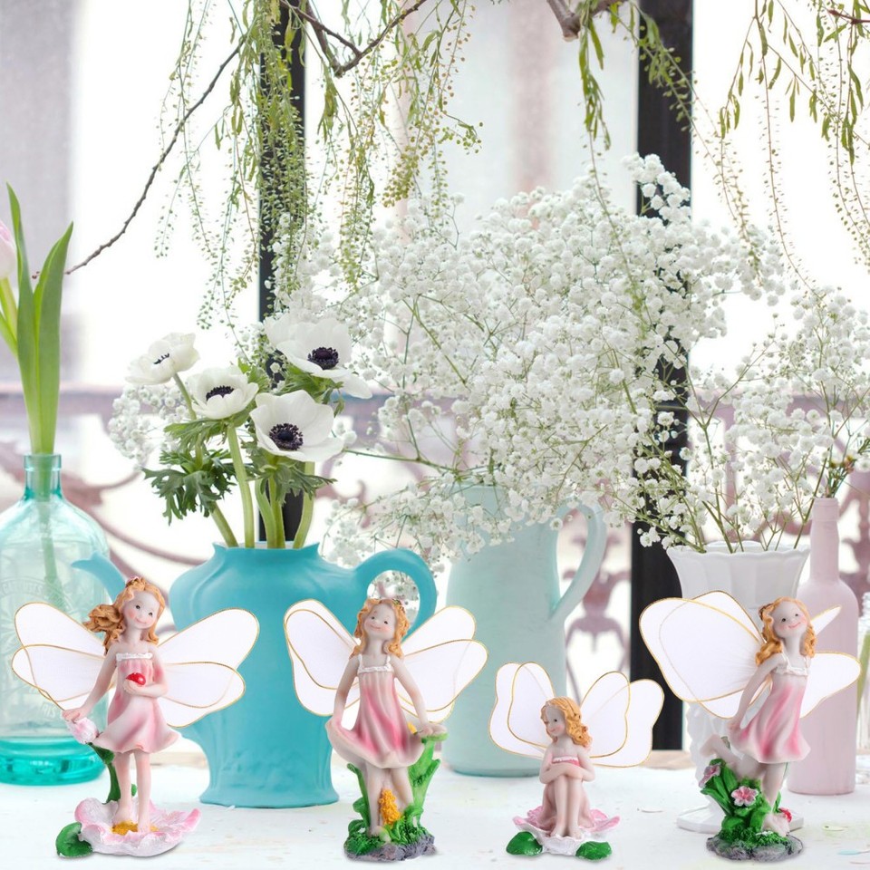 4pcs Miniature Flowers Fairy Garden Landscape Decoration Mini Fairies ...