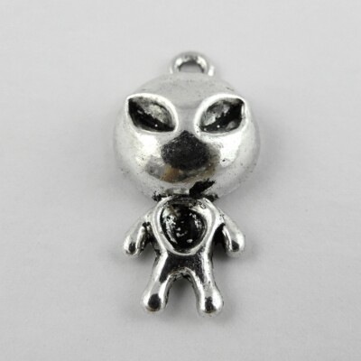 15 pcs Antique Silver 27*15*7mm 3D Alien ET Charms Pendant Jewelry ...
