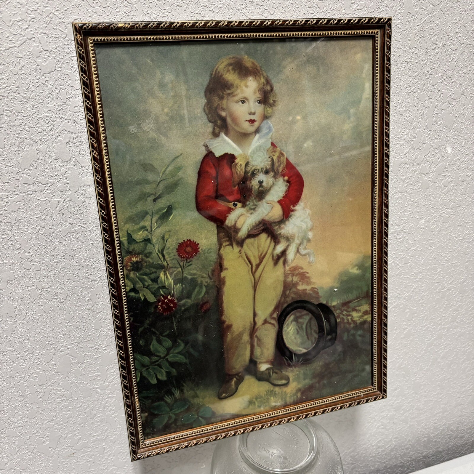 Vintage Framed Print PICTURE of BOY Tophat & DOG Master Simpson by ...