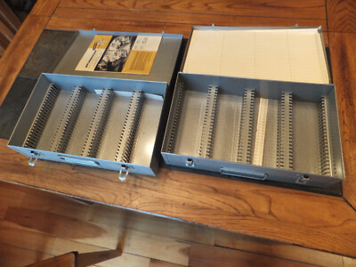 2 Brumberger Metal Slide Storage Case Box, Each Holds 100 2.75" Slides ...