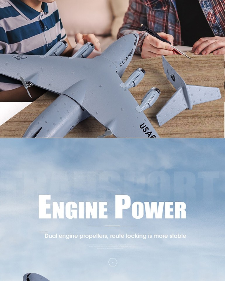 RC Airplane Glider C-17 Transport 390mm Wingspan 2.4GHz 2CH 6-Axis Gyro EPP RTF | eBay