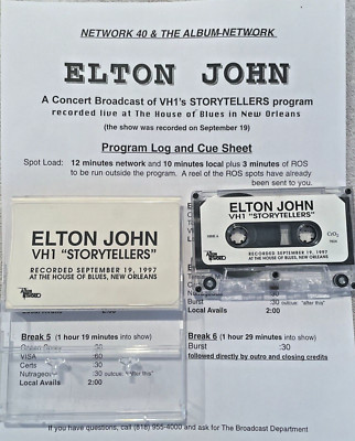 Elton John VH1 Storytellers Album Network Radio show on cassette with ...