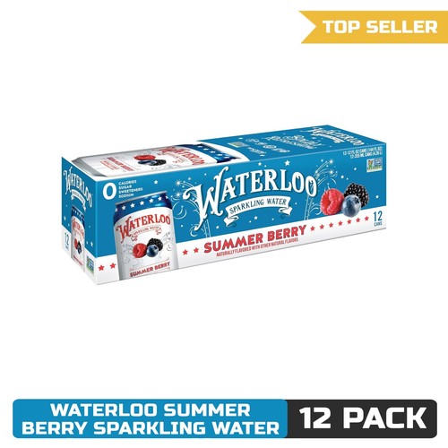 Waterloo Sparkling Water, Summer Berry Naturally Flavored, (Pack of 12 ...