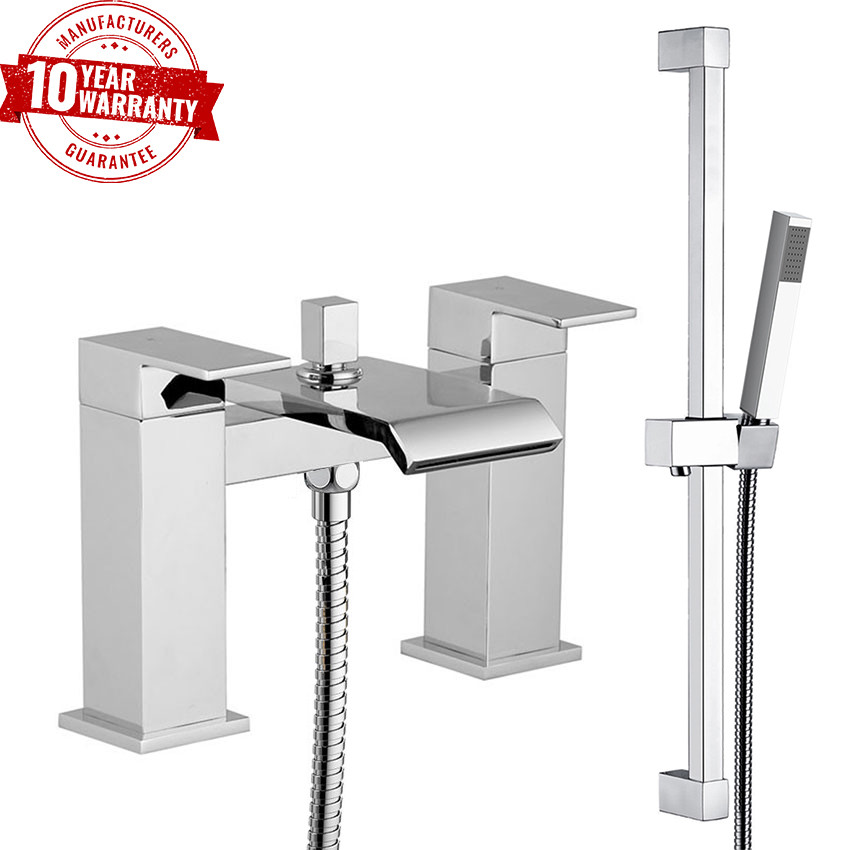 Waterfall Square Luxury Modern Cascade Bath Shower Mixer Tap with Rail ...