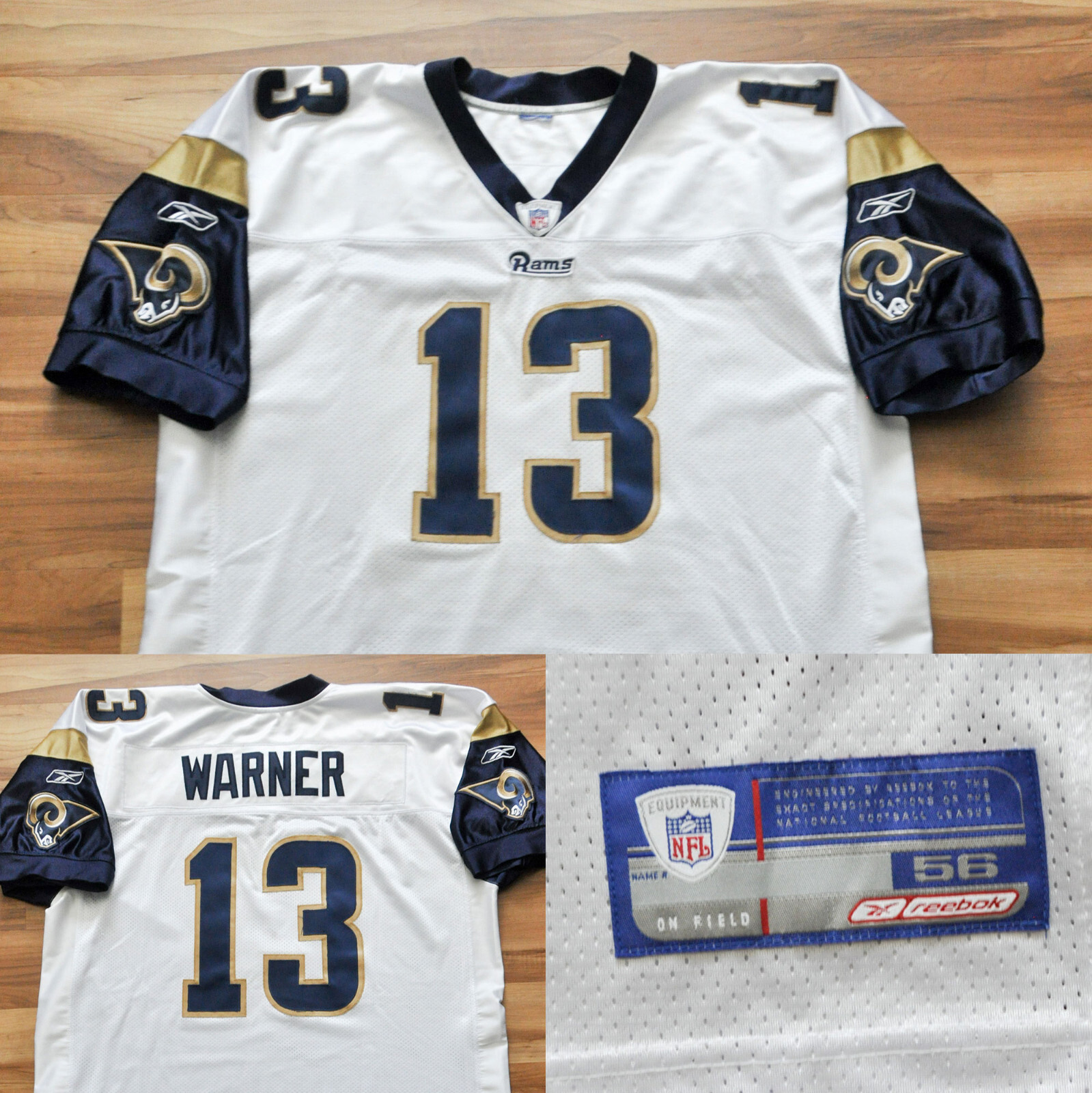 Kurt Warner St. Louis Rams Reebok Jersey Authentic White Sewn NFL Men ...