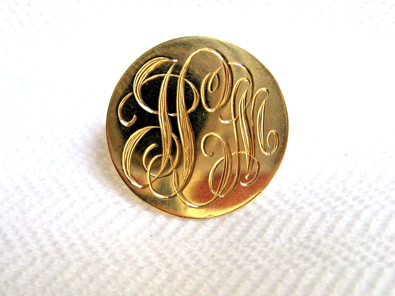ONE SINGLE SOLID 14K YELLOW GOLD MONOGRAM "JML" 7/8" SIGNET DISC ...
