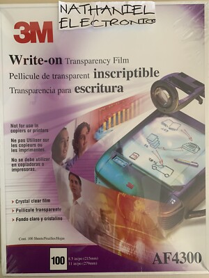 3M Write-On Transparency Film Sheets 8.5" x 11" AF4300 100 U.S.A. MADE ...