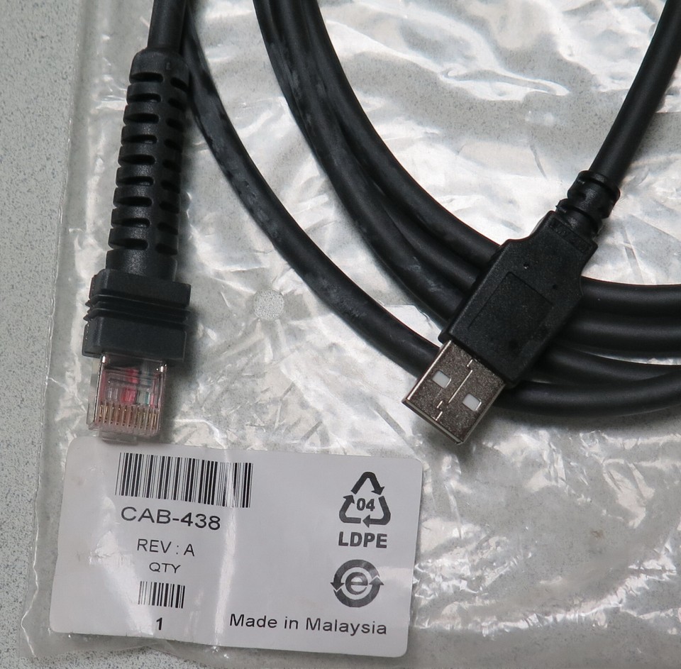 New Datalogic CAB -438 USB cable (Type A), 6.5 ft straight Barcode ...