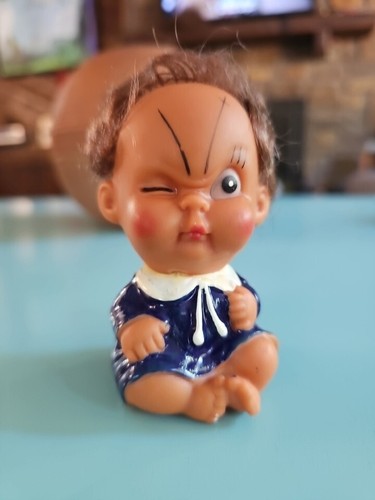 Moody Cutie Dark Blue Gown Curly Hair Mean Ornery Mad Winking Doll ...