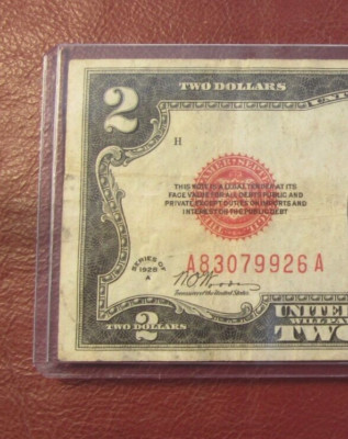 EXTREMELY RARE 1928 SERIES A $2 RED SEAL NOTE TWO DOLLAR RARE A SERIES ...
