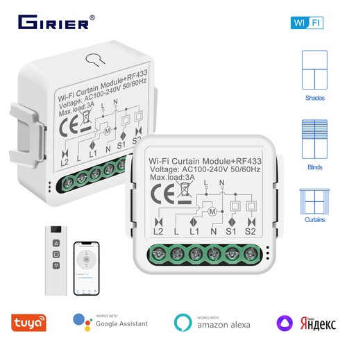 Smart WiFi RF433 Curtain Switch Module for Electric Roller Shutter ...