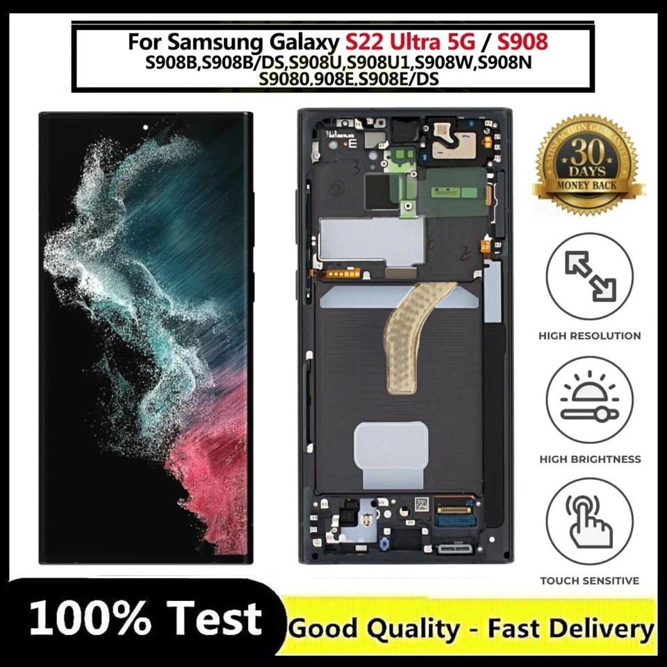 Genuine OLED Samsung Galaxy S22 Ultra S908 LCD Screen Display Digitizer ...