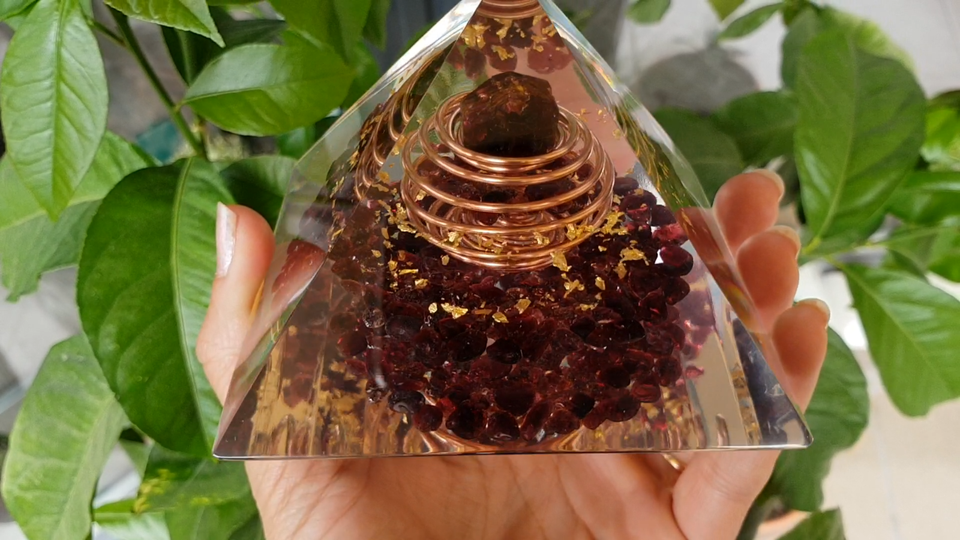 Powerful Orgonite Pyramid - garnet, almandine, quartz, vortex coil | eBay