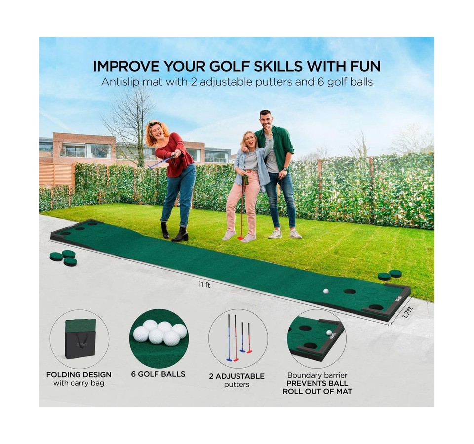 Golf Pong Putting Game Set Includes Golf Putting Game Mat 2 Adjustable ...