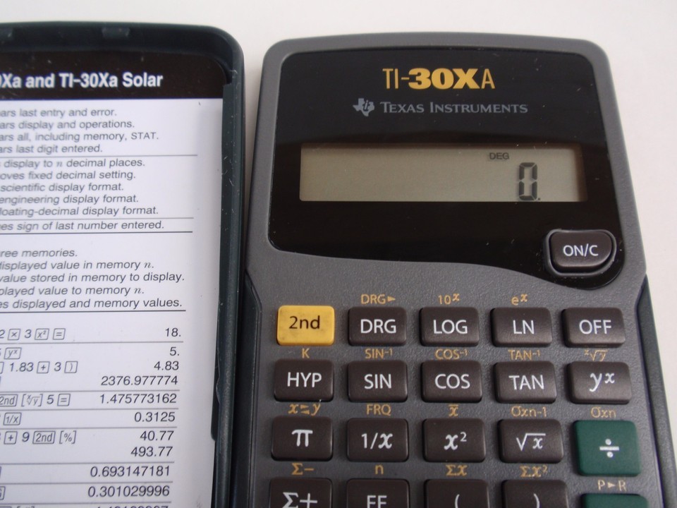 Texas Instruments TI-30XA Scientific Solar Calculator Sliding Case ...