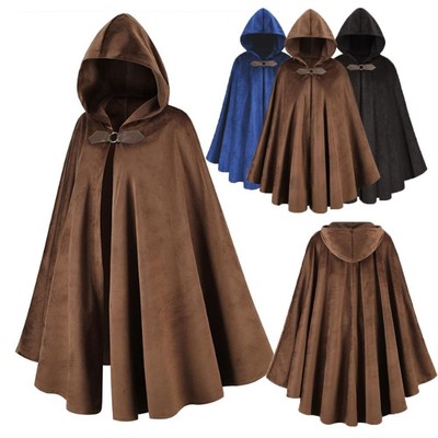 Suede Halloween Hooded Cloak Vintage Cosplay Costume New Design ...