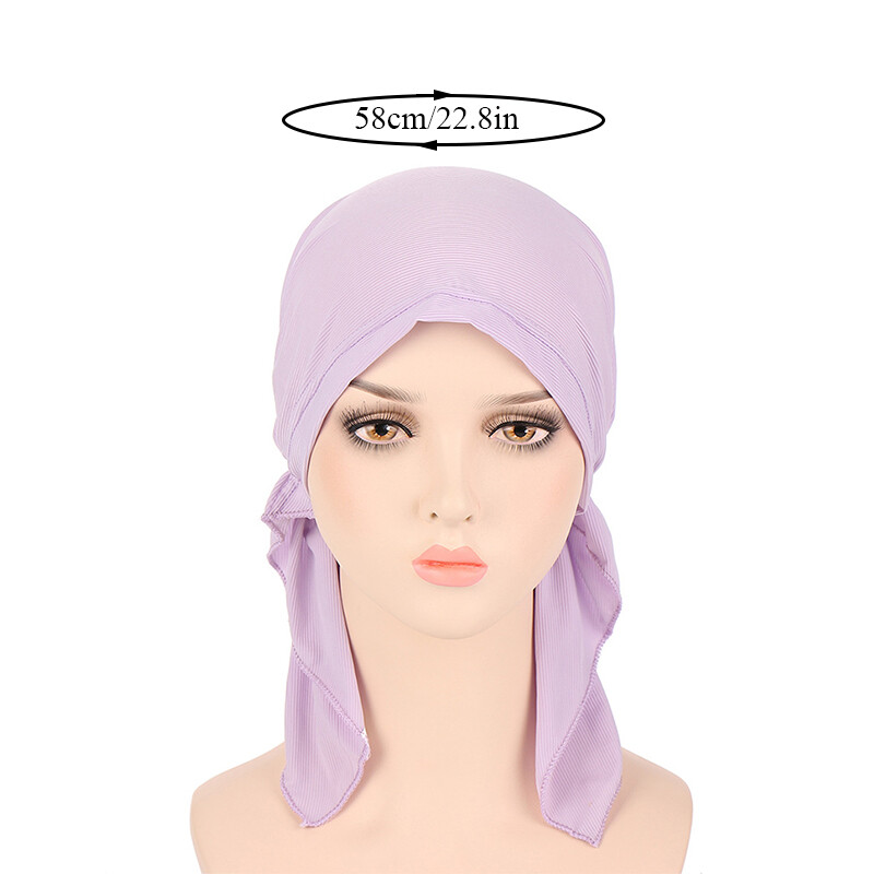 US Muslim Hijab Cap For Women Arab Headscarf Ready To Wear Turban Solid ...
