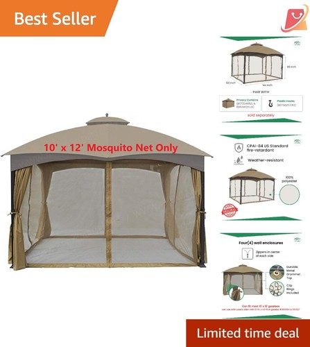 Mosquito Netting Polyester 10' x 12' Four-Sided Zipper Enclosure ...