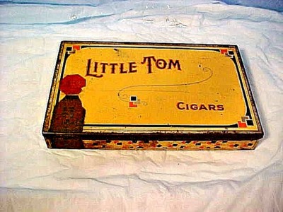 Vintage Little Tom Cigars Lithographed Tin Box Advertising - Little Tom ...