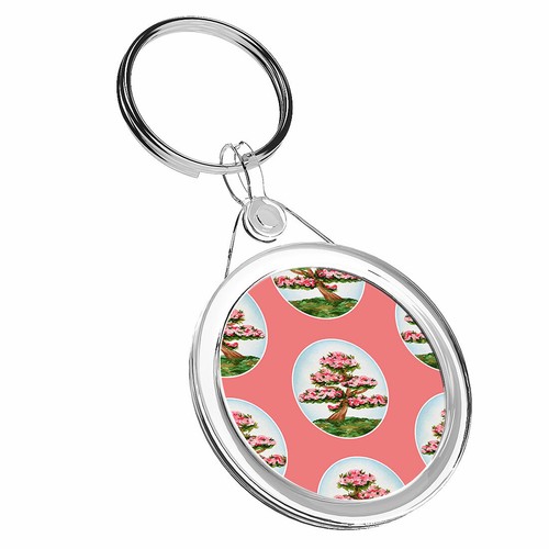 1 x Pink Bonsai Blossom Tree - Keyring IR02 Mum Dad Kids Birthday Gift ...