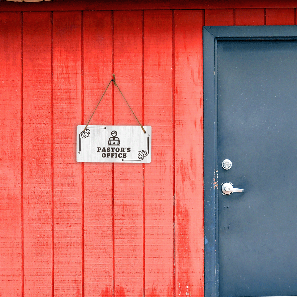 Pastor's Office 5x10 Hanging Plus Wall or Door Sign | Religious Rustic ...