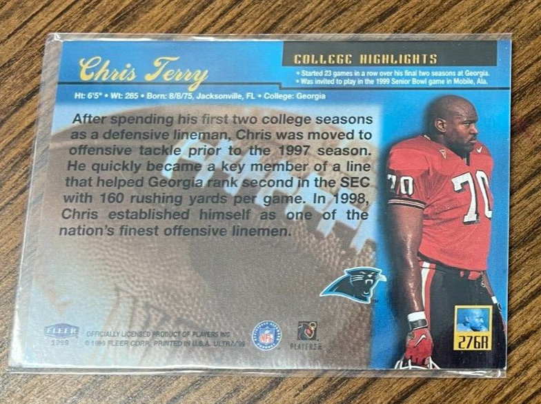 1999 Fleer Card #276A Chris Terry Rookie - Carolina Panthers | eBay