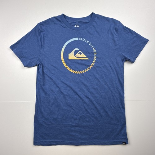 Quicksilver Shirt Youth Large 14/16 Blue Round Logo Spellout Graphic ...
