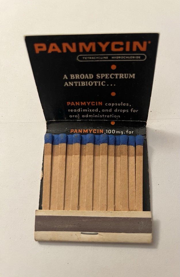 Match Book Upjohn Medicine Panmycin Antibiotic Pre 1978, striker is on ...