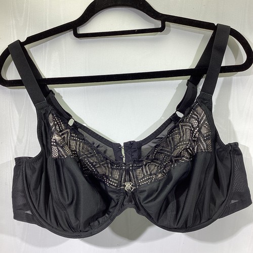Elomi Bra Size 44DDD Black Underwire 3 Hook Soft Cup Sheer Upper Cup | eBay