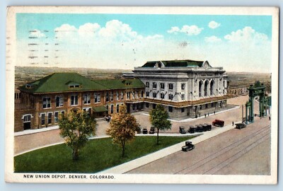 Denver Colorado Postcard New Union Depot Exterior Building 1924 Vintage ...