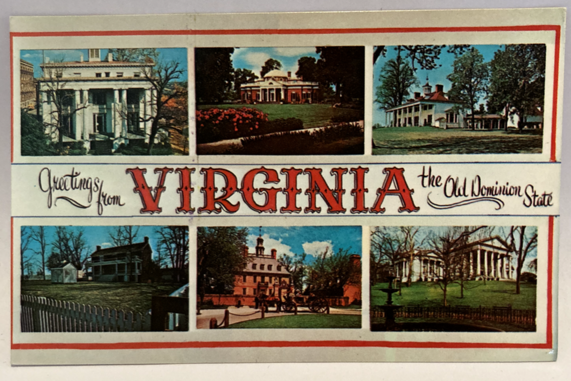 Greetings from Virginia the Old Dominion State VA Unposted Vintage ...