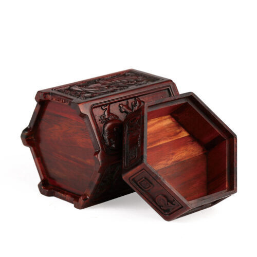 Rosewood Carved Dragon Phoenix Tea Coffee Sugar Storage Box Container ...