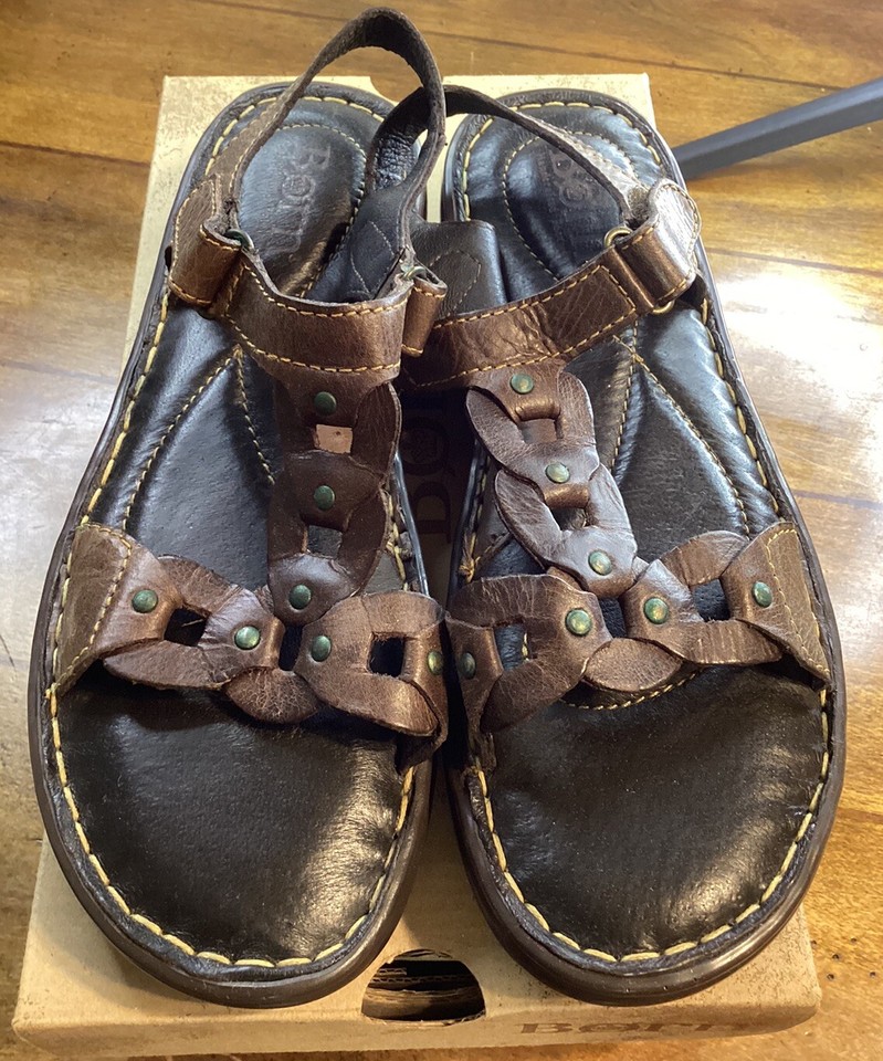 Born Born Boc Electra Maho Women Shoes Brown 9M Comfort Slip On T-Strap ...