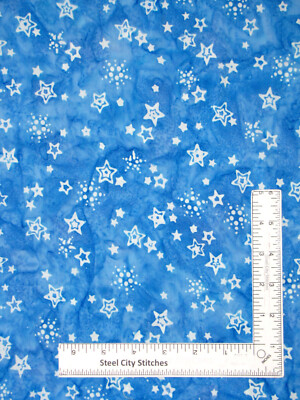 Batik Fabric Patriotic Stars Star Toss Blue Cotton Batik Textiles By ...