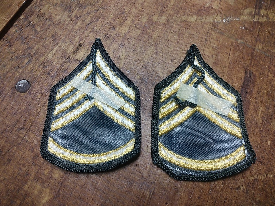 Pair Of US Army Staff Sergeant Rank Green Gold Chevron Patches D5 | eBay