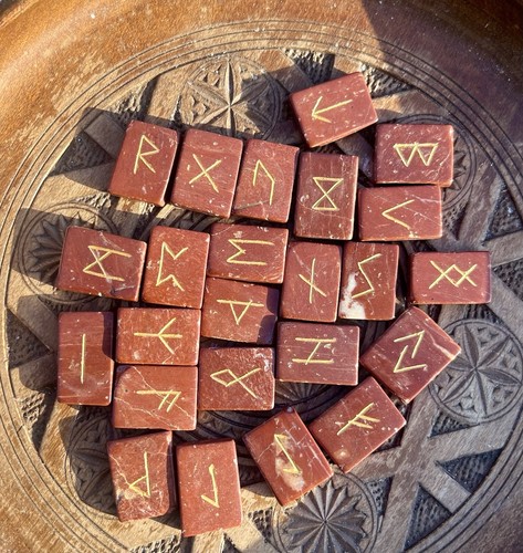 Red Jasper Rune Stones Set |Polished Elder Futhark Runes|Crystal ...
