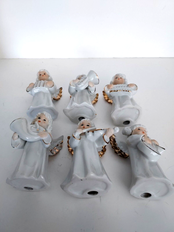 VTG 6 Trio Christmas Angels Musical Band Instruments Porcelain with ...