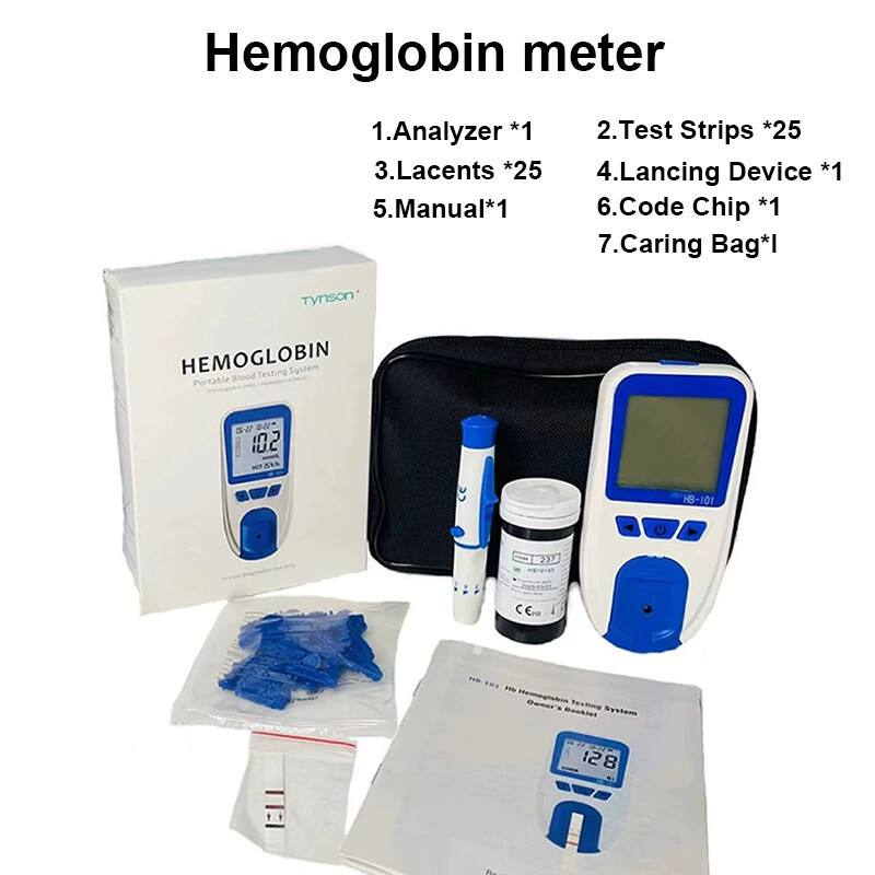 Blood Hemoglobin Meter Analyzer Anemia Monitor Test HB & HCT with 25pcs ...