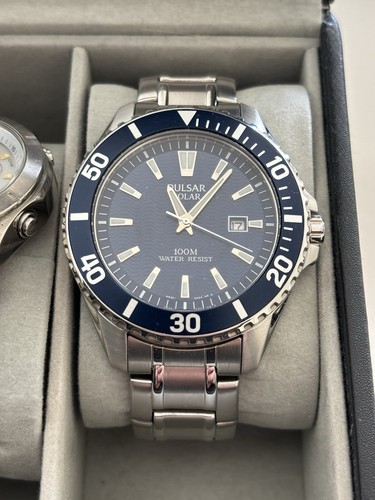 PULSAR AS32 CALIBRE SOLAR SPORTS DIVER STYLE WATCH - BLUE DIAL | eBay