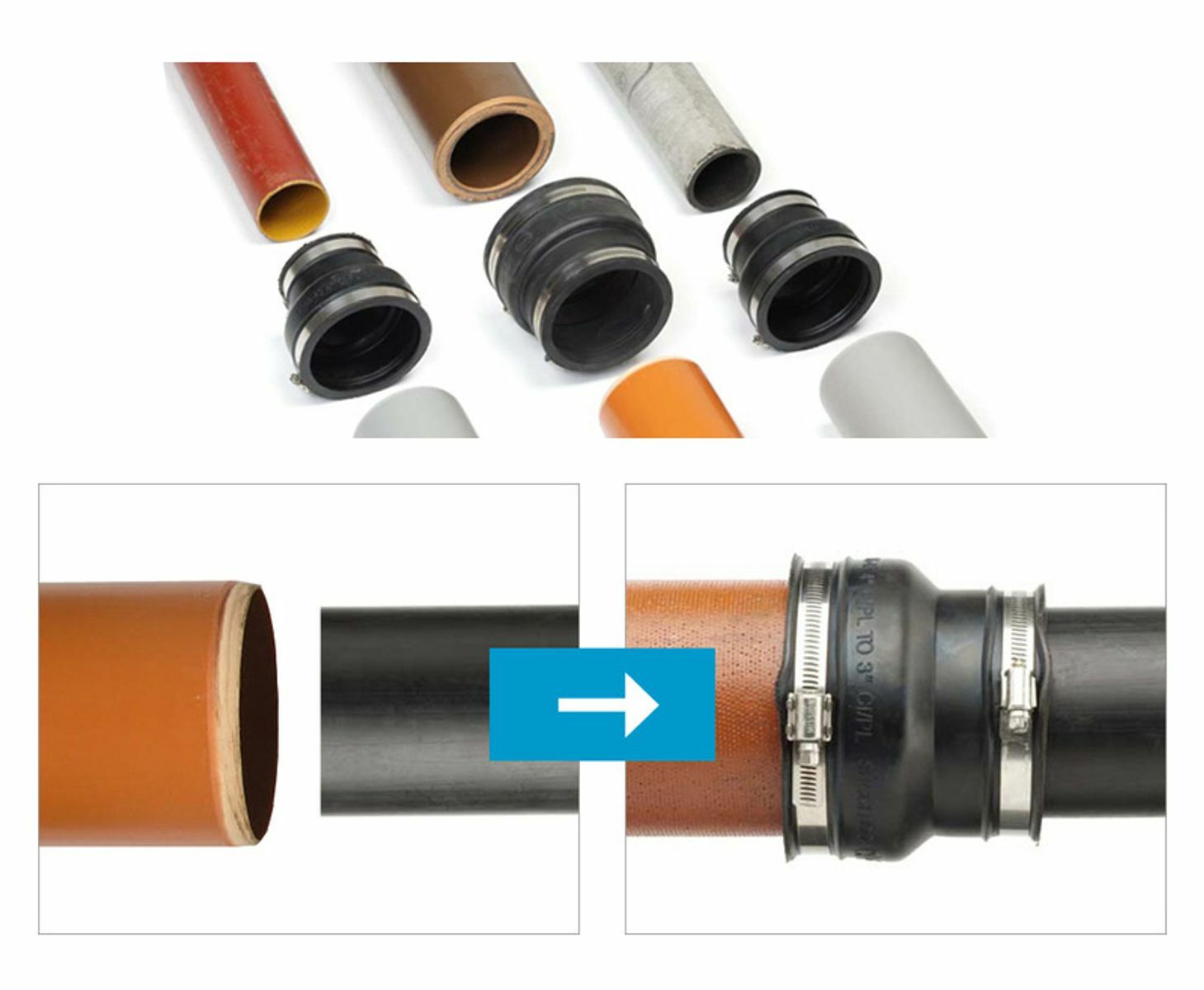 Rohrverbinder Gummi Rohrmuffe Gummimuffe Muffe Reduziermuffe 42-50 auf ...