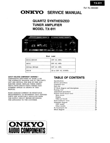 Service Manual Guide For ONKYO TX-811 | eBay